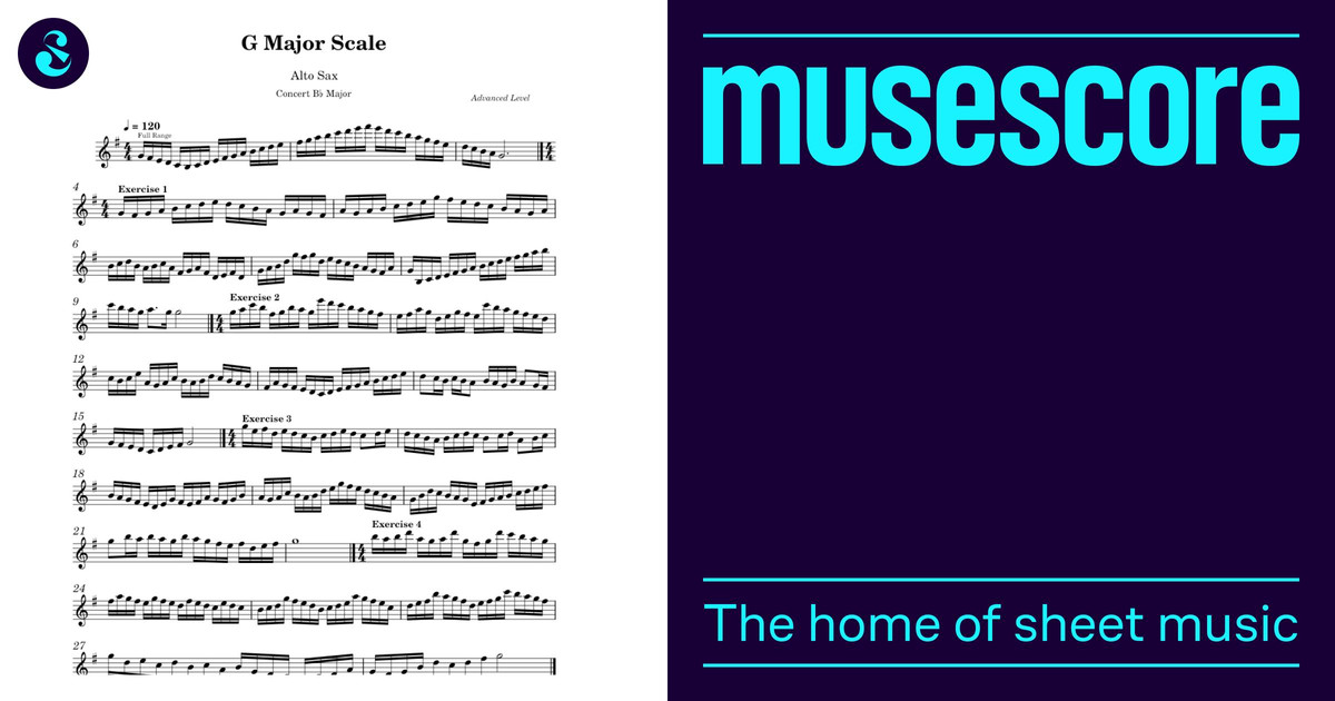 Concert_Bb_Major_Scale-Advanced-Alto_Sax.mxl Sheet music for Saxophone ...
