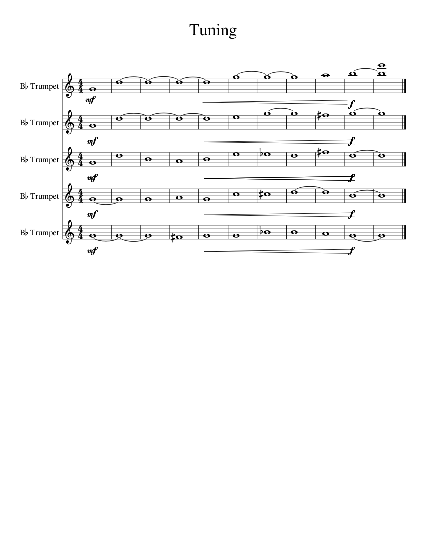 F Tuning Trumpets Sheet music for Trumpet in b-flat (Mixed Quintet ...