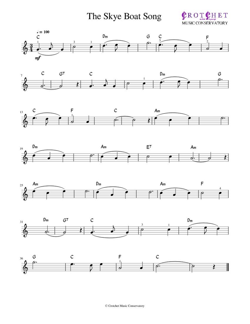 The Skye Boat Song Sheet Music for Piano (Solo) Easy | MuseScore.com