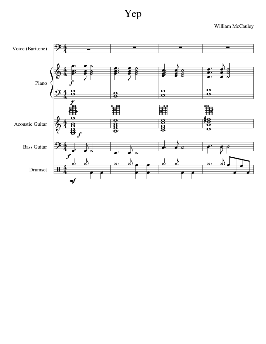 Yep Sheet music for Piano, Baritone, Guitar, Bass guitar & more ...