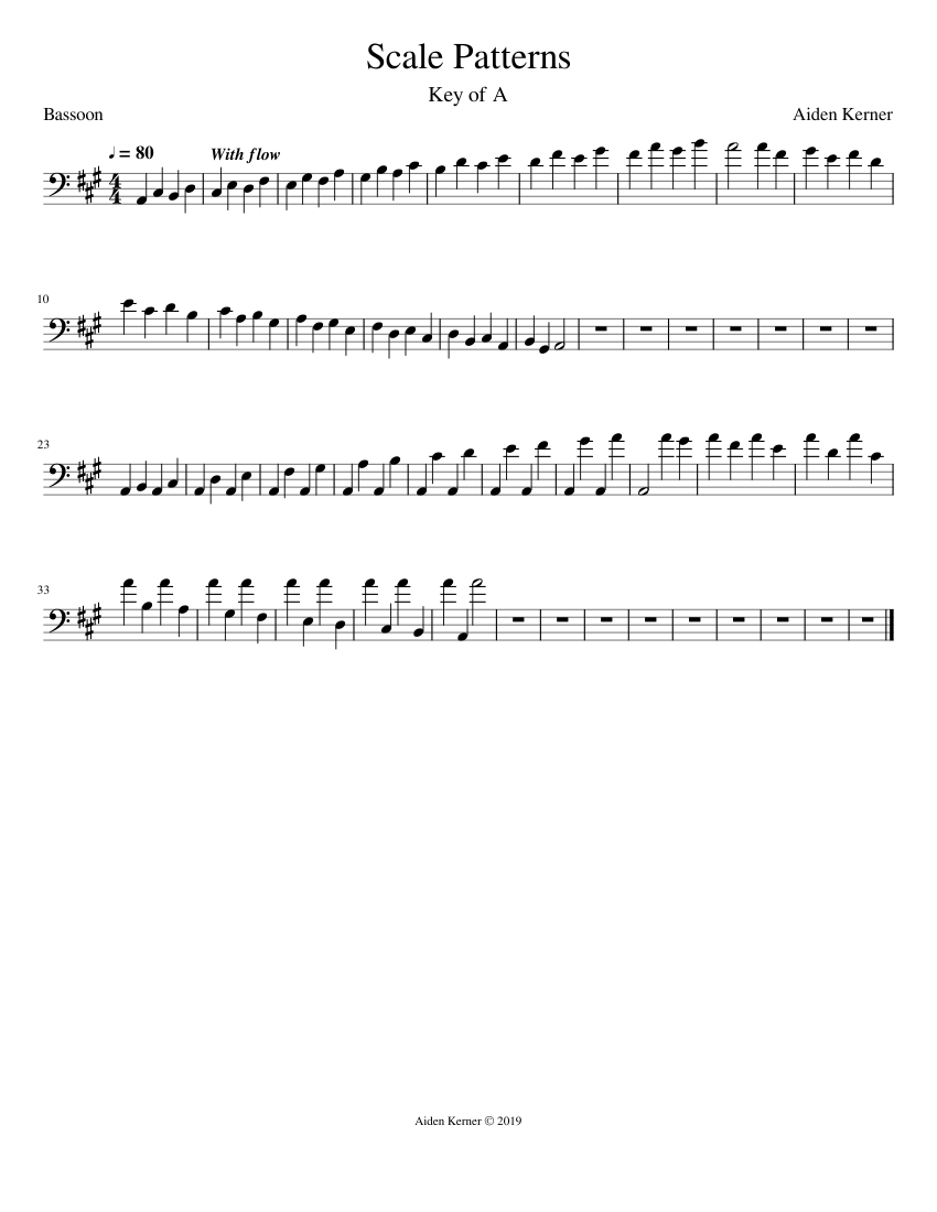 Scale Patterns (A) Sheet music for Bassoon (Solo) | Musescore.com