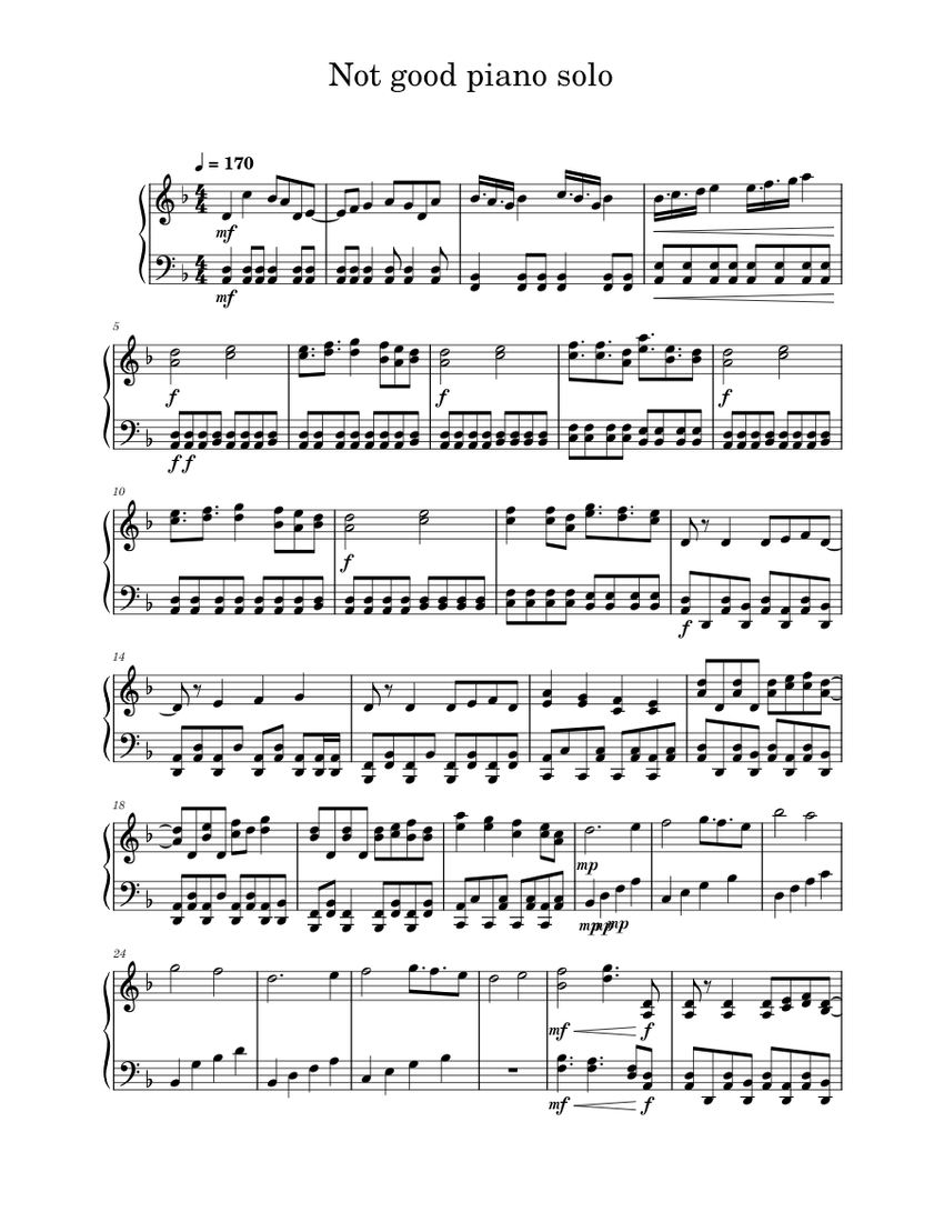 Not good_piano_solo Sheet music for Piano (Solo) | Musescore.com