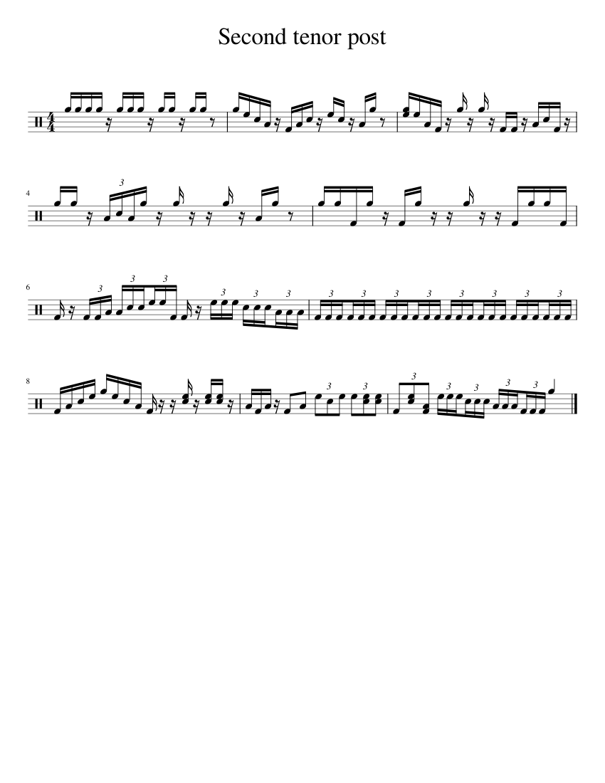 Second tenor post Sheet music for Tenor drum (Solo) | Musescore.com