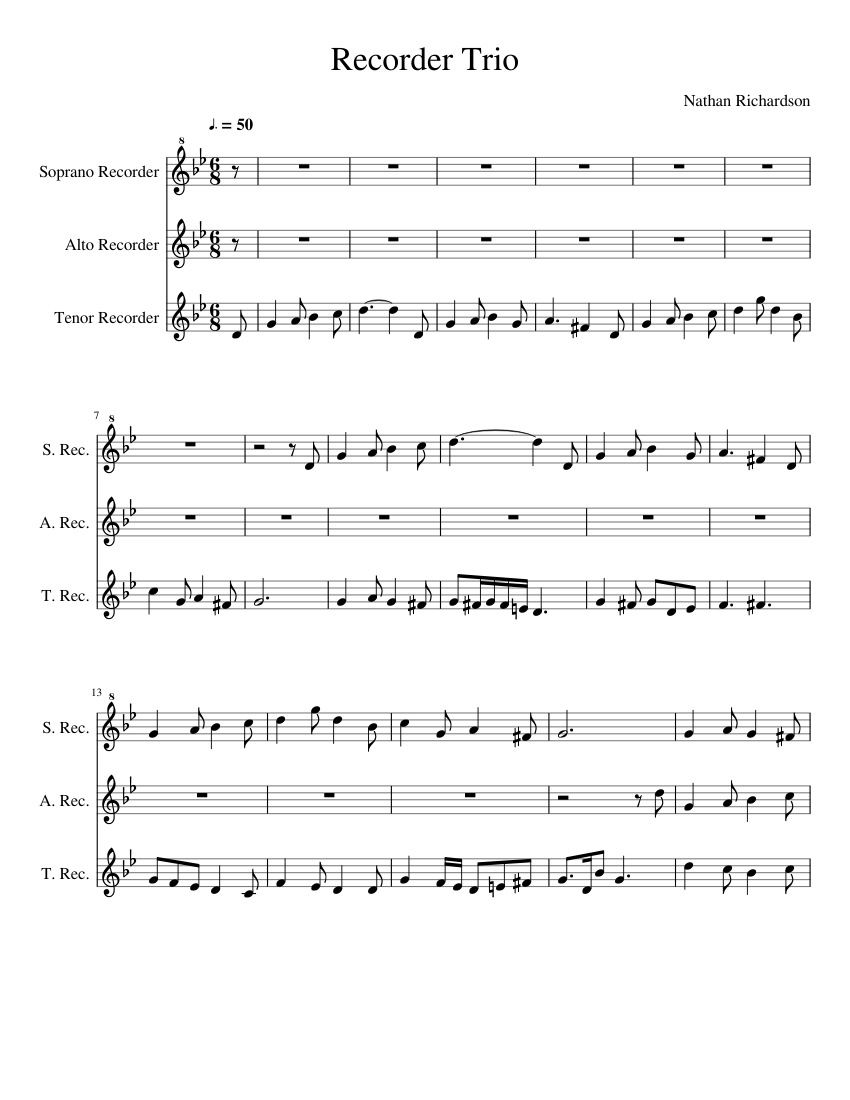 Recorder Trio Sheet Music for Recorder (Mixed Trio) | MuseScore.com