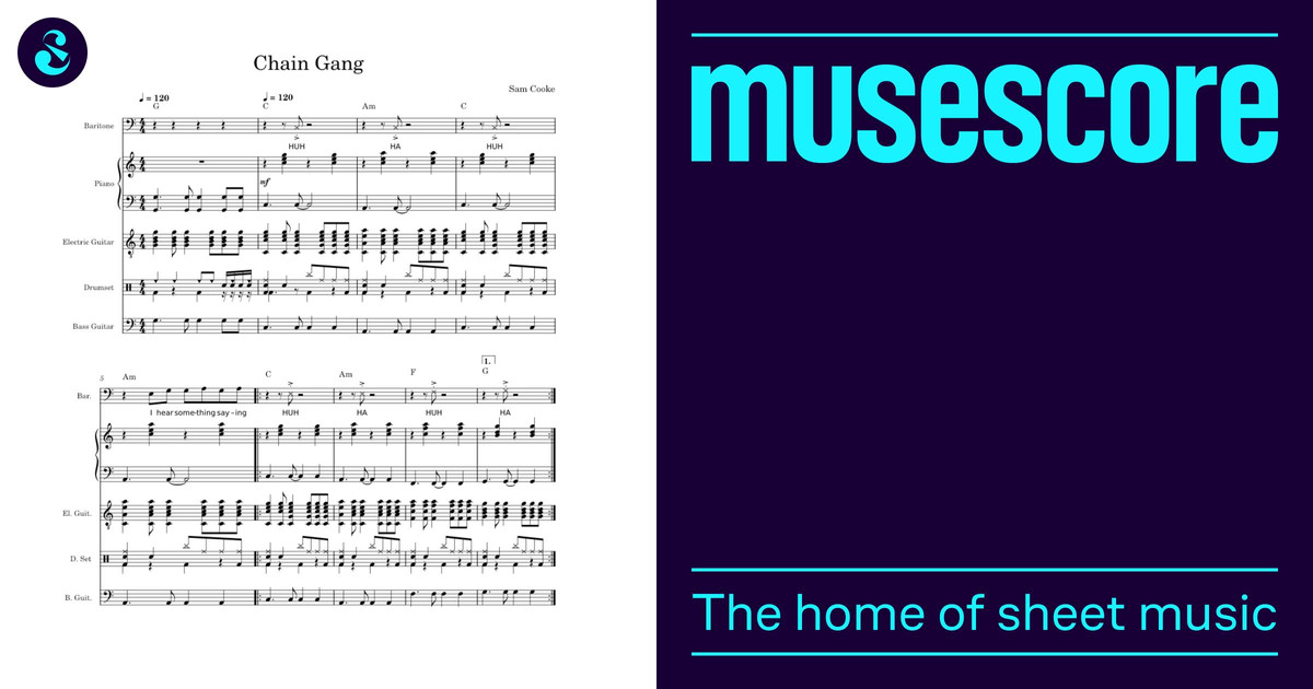 Chain gang – Sam Cooke Sheet music for Piano, Guitar, Bass guitar, Drum ...