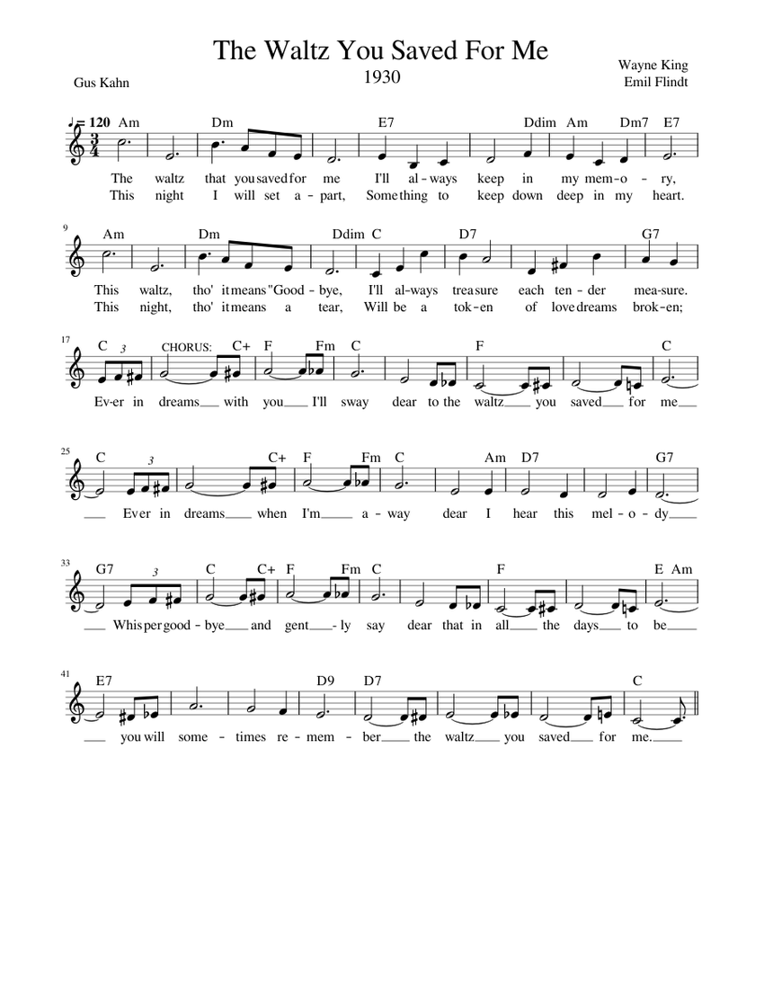 The Waltz You Saved For Me Sheet music | Musescore.com