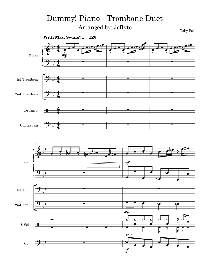 Dummy! – Toby Fox Dummy! Piano-Trombone Duet Sheet music for Piano ...