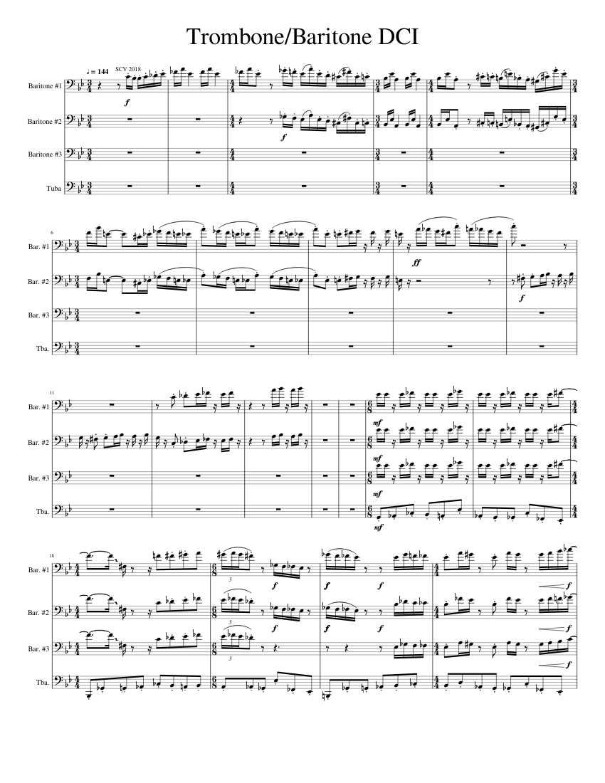 Trombone/Baritone DCI Sheet music for Tuba, Baritone horn (Mixed ...
