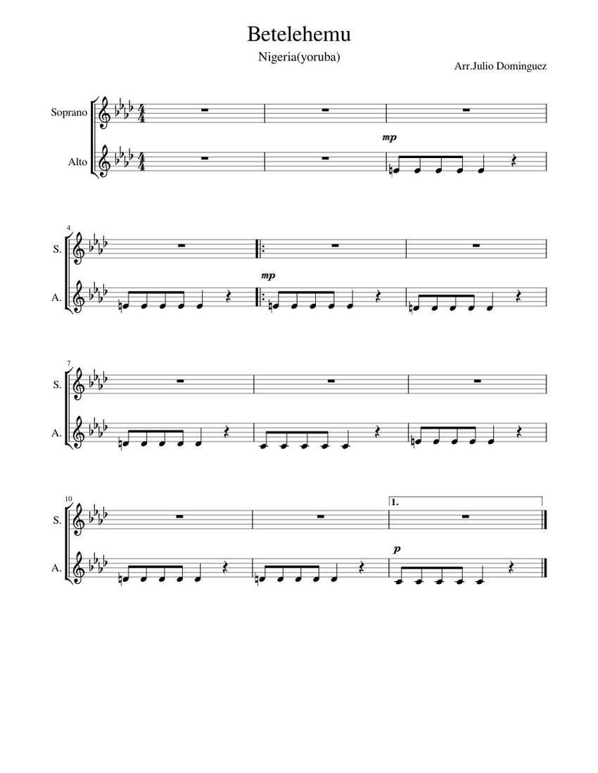 Betelehemu_alexandre_ Sheet Music for Soprano, Alto (Choral ...