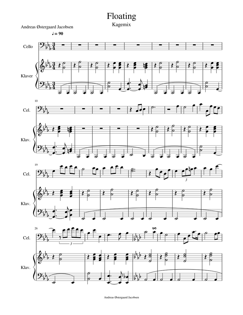 Floating Sheet Music for Piano, Cello (Solo) | MuseScore.com
