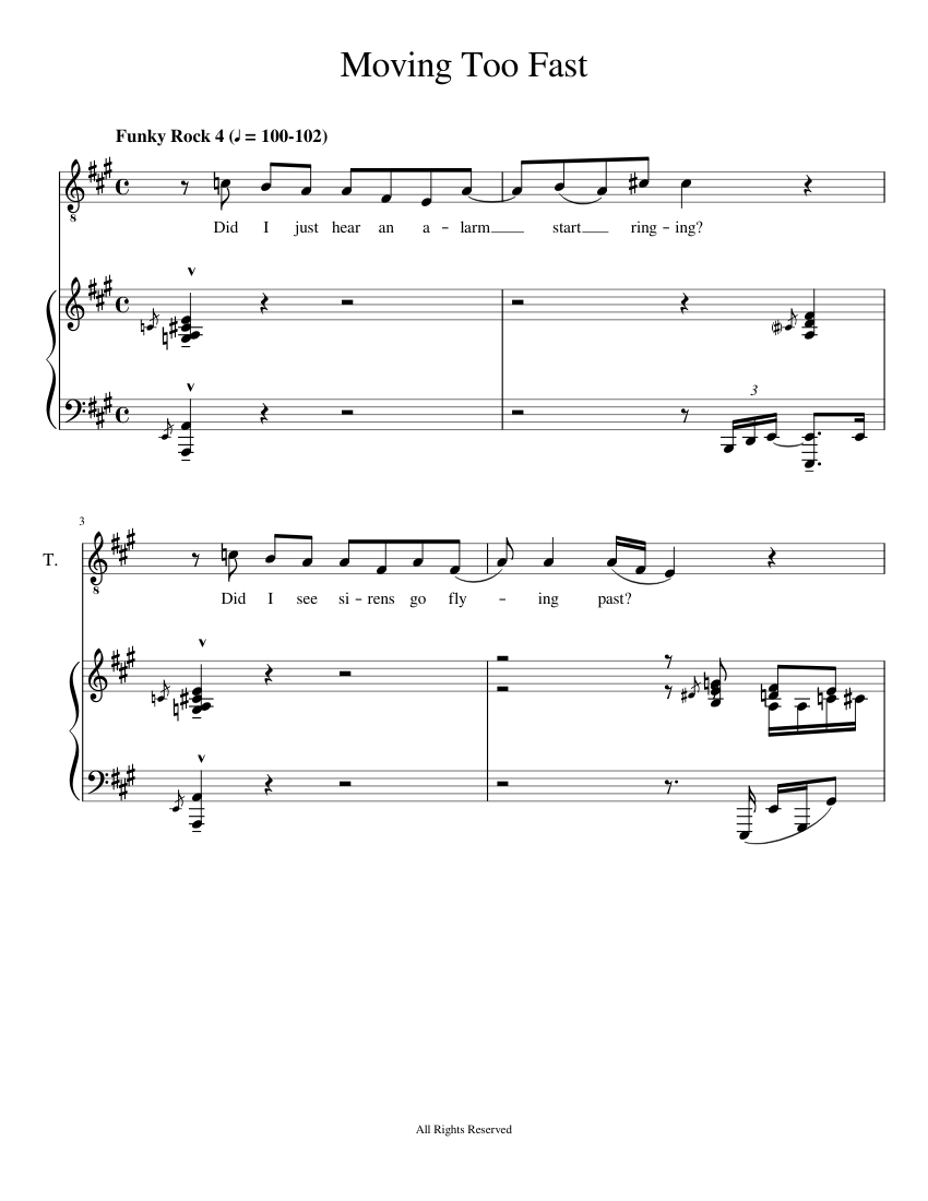 Moving Too Fast Sheet Music for Piano, Tenor (Solo) | MuseScore.com