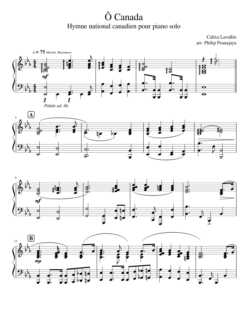 O Canada Sheet music for Piano (Solo) | Musescore.com