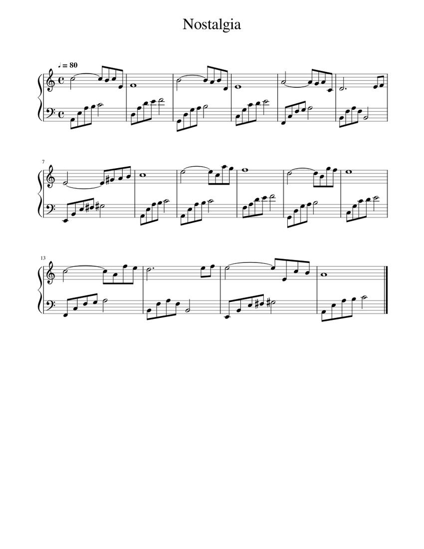 Nostalgia Sheet Music for Piano (Solo) easy | MuseScore.com