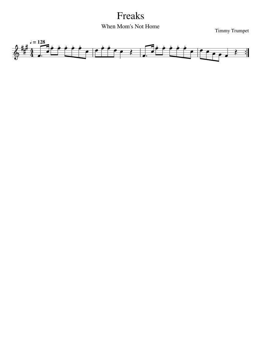Freaks - Timmy Trumpet Sheet Music for Clarinet in b-flat (Solo ...