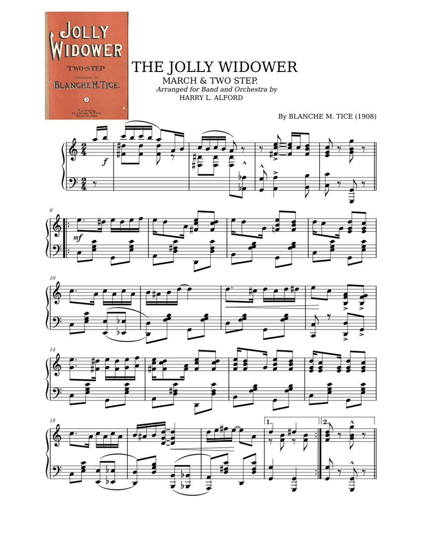 The Jolly Widower by Blanche M. Tice (1908) Sheet music for Piano (Solo ...