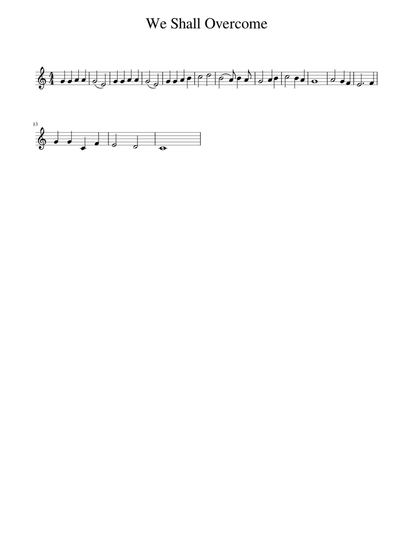 We Shall Overcome Sheet Music for Piano (Solo) Easy | MuseScore.com