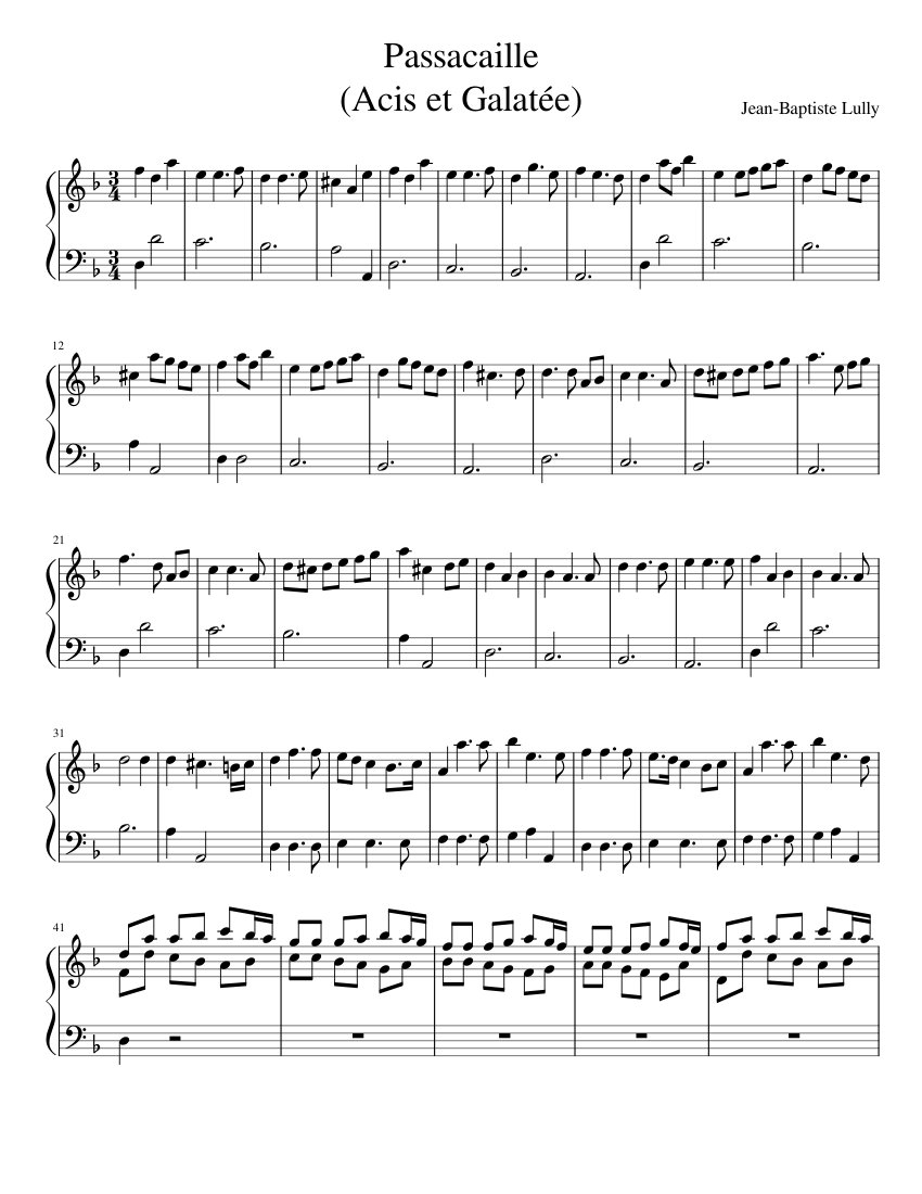 Passacaille Sheet Music for Piano (Solo) | MuseScore.com
