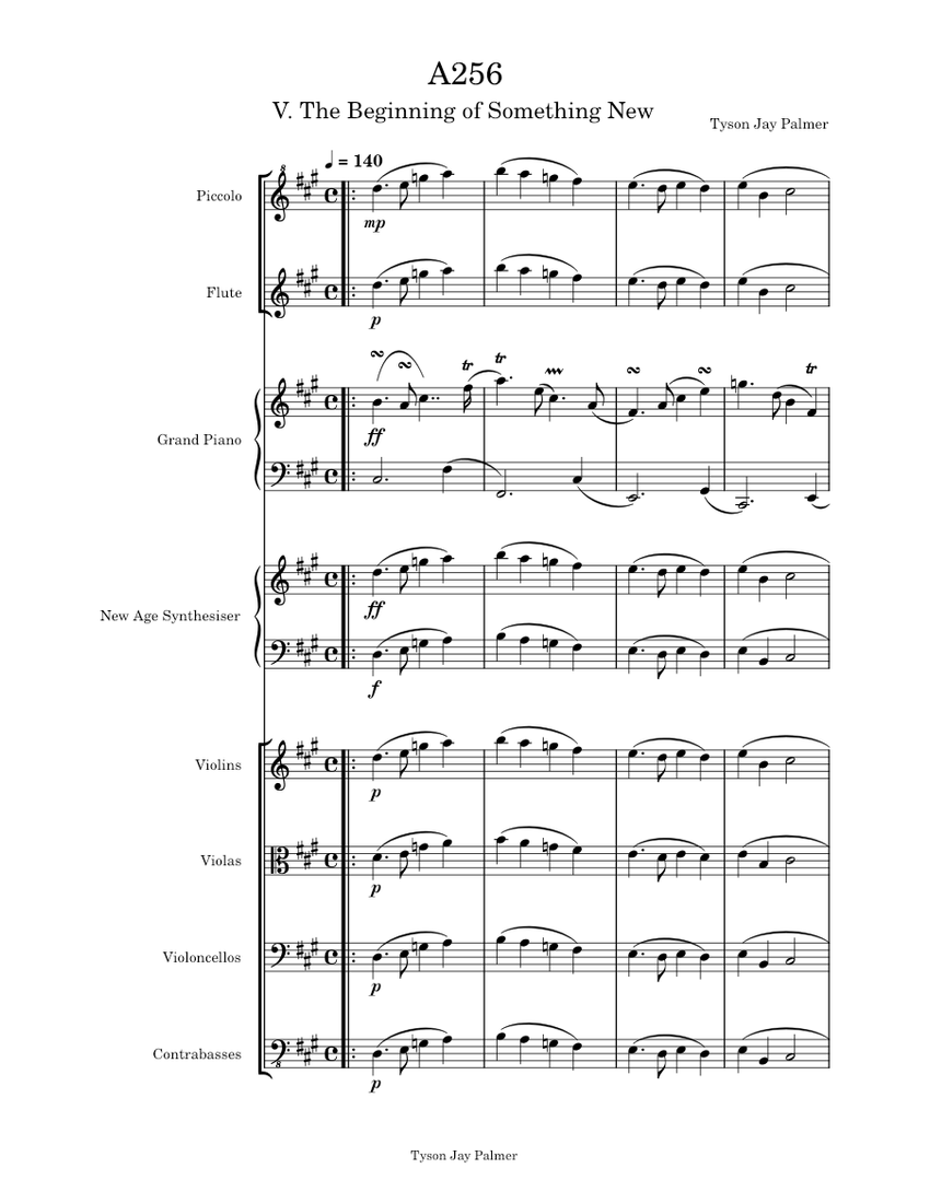 A256 - V. The Beginning of Something New - Tyson Jay Palmer Sheet music ...