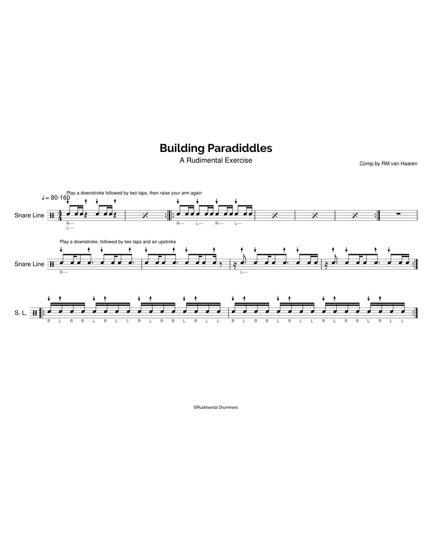 Building Paradiddles Sheet music for Snare drum (Drum Corps (Modern)) | Musescore.com