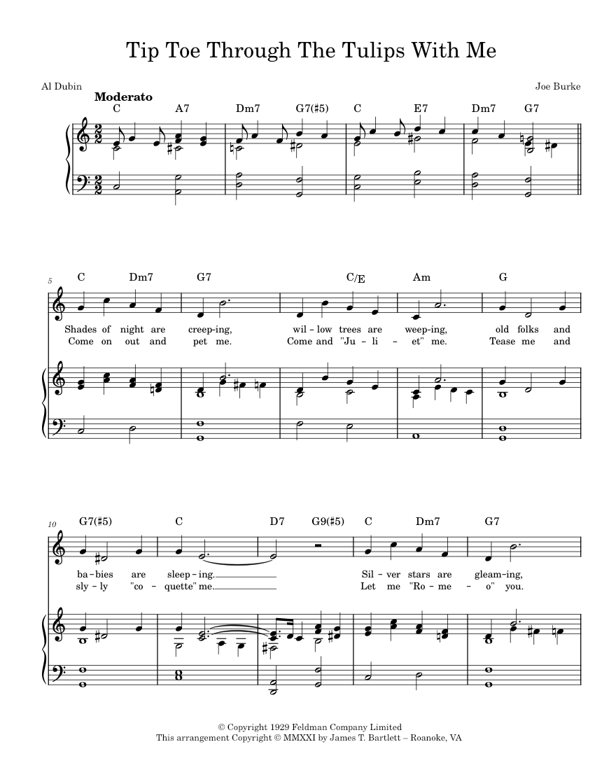 Tip Toe Through The Tulips With Me Sheet Music for Piano, Clarinet in b-flat (Solo) | MuseScore.com