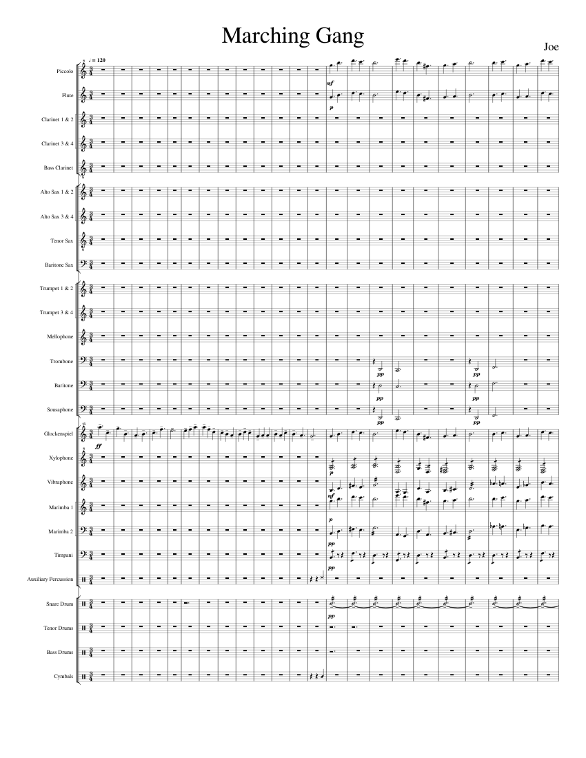 Marching Music Sheet music for Trombone, Tuba, Flute piccolo, Flute ...