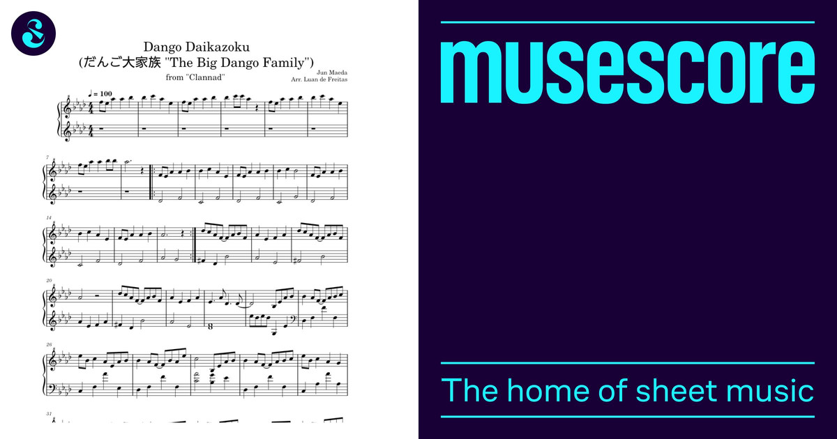 Dango Daikazoku (だんご大家族 "The Big Dango Family") - Jun Maeda Sheet Music ...