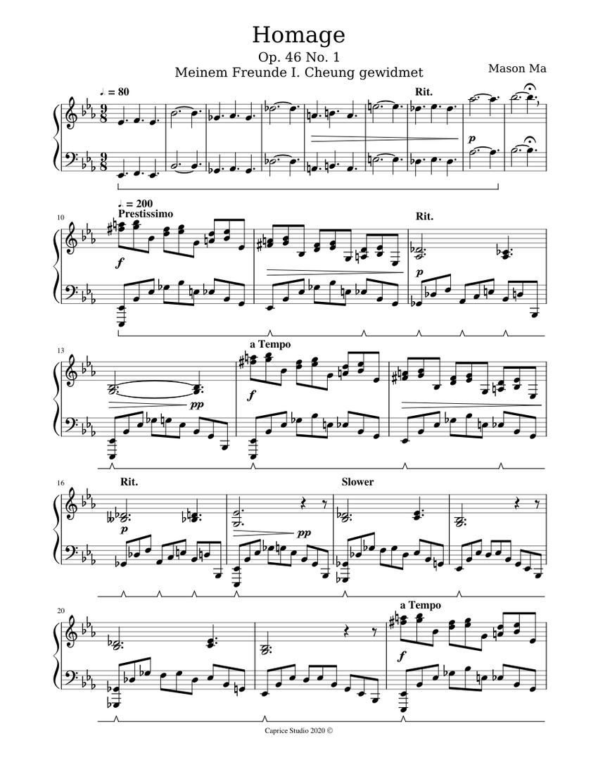 Homage No. 1 in E-flat major Sheet music for Piano (Solo) | Musescore.com