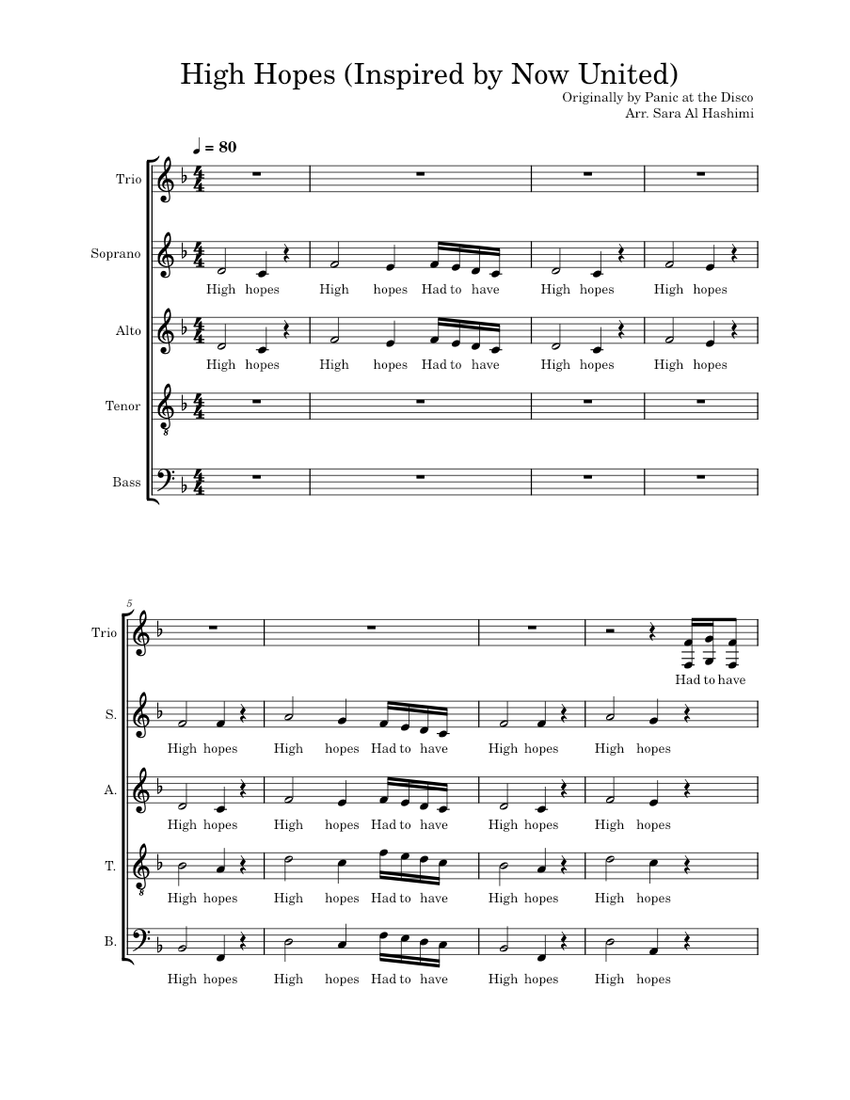 High Hopes Sheet music for Soprano, Alto, Tenor, Bass voice & more ...