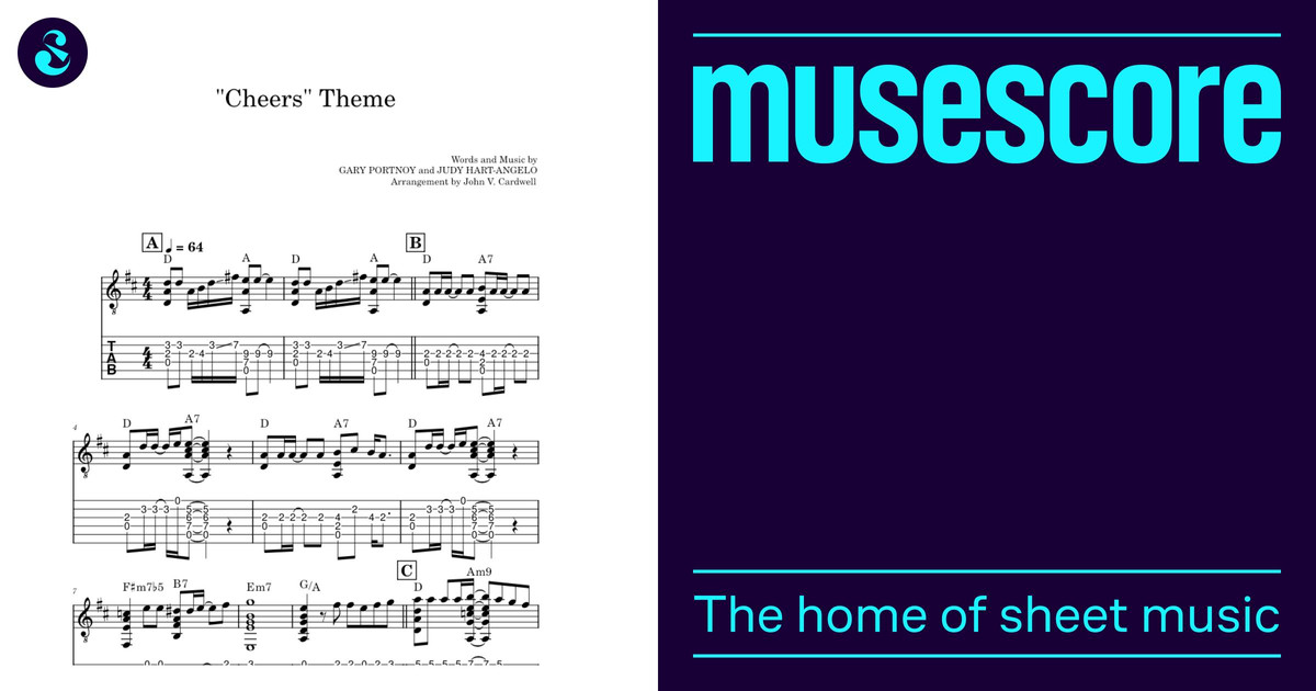"Cheers" Theme - Solo Guitar in D Sheet Music for Guitar (Solo ...