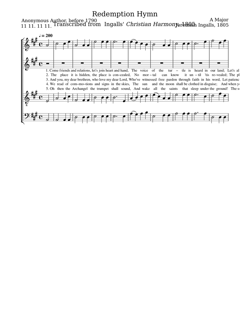 Redemption Hymn - Jeremiah Ingalls Sheet music for Tenor, Bass voice ...