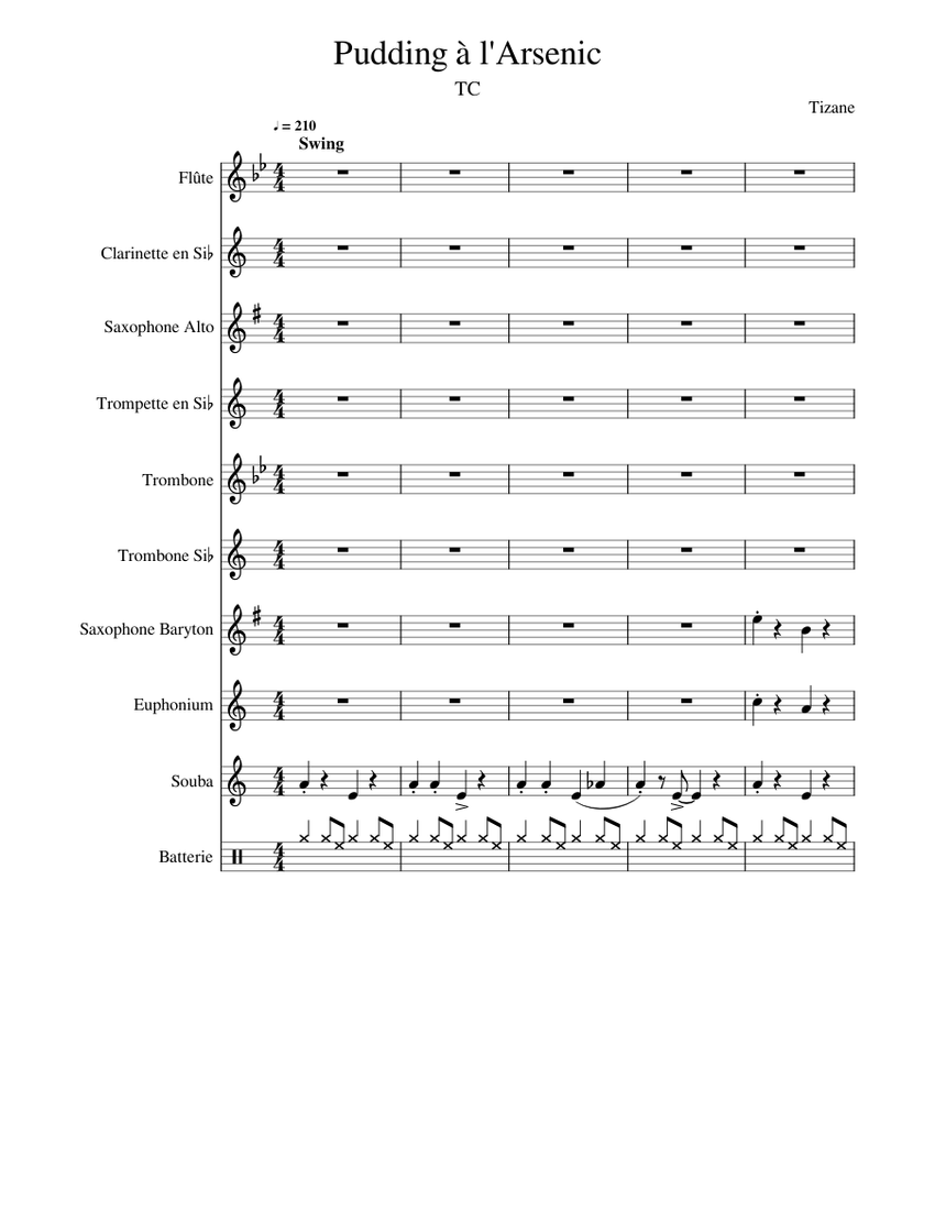 Pudding à l'Arsenic Sheet music for Trombone, Tuba, Flute, Clarinet in ...