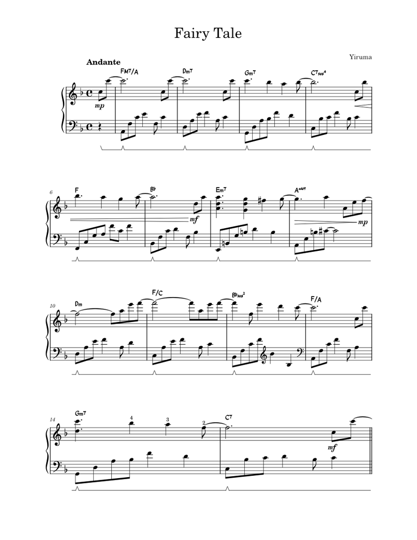 Fairy tale – Yiruma Sheet Music with Chords for Piano (Solo ...