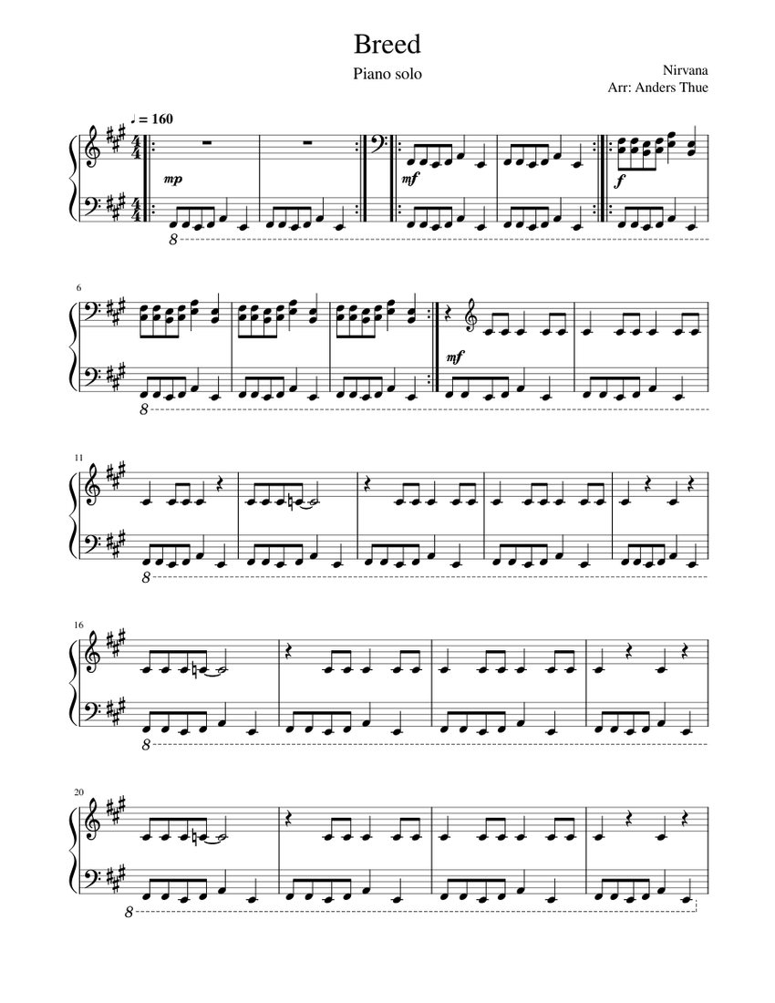 Breed Sheet Music for Piano (Solo) | MuseScore.com