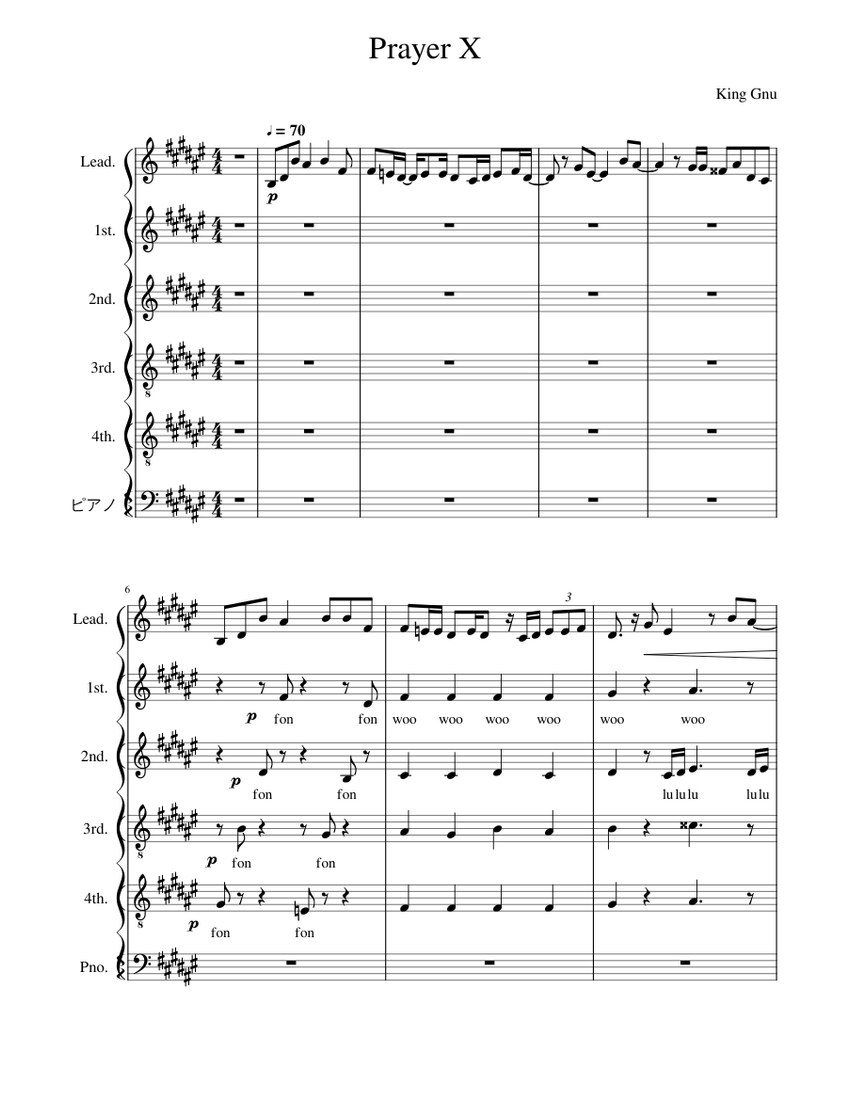 Prayer X Sheet Music for Piano (Mixed Ensemble) | MuseScore.com