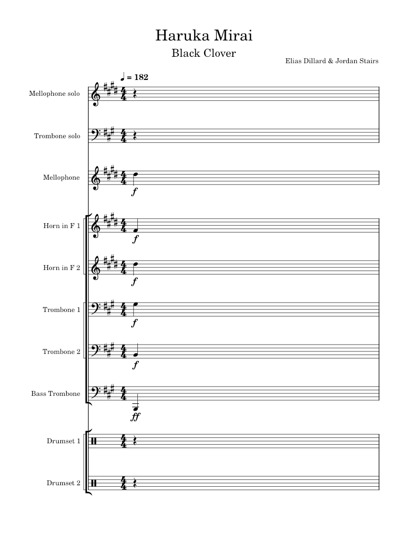Haruka_Mirai Sheet Music for Trombone, Mellophone, Trombone bass ...