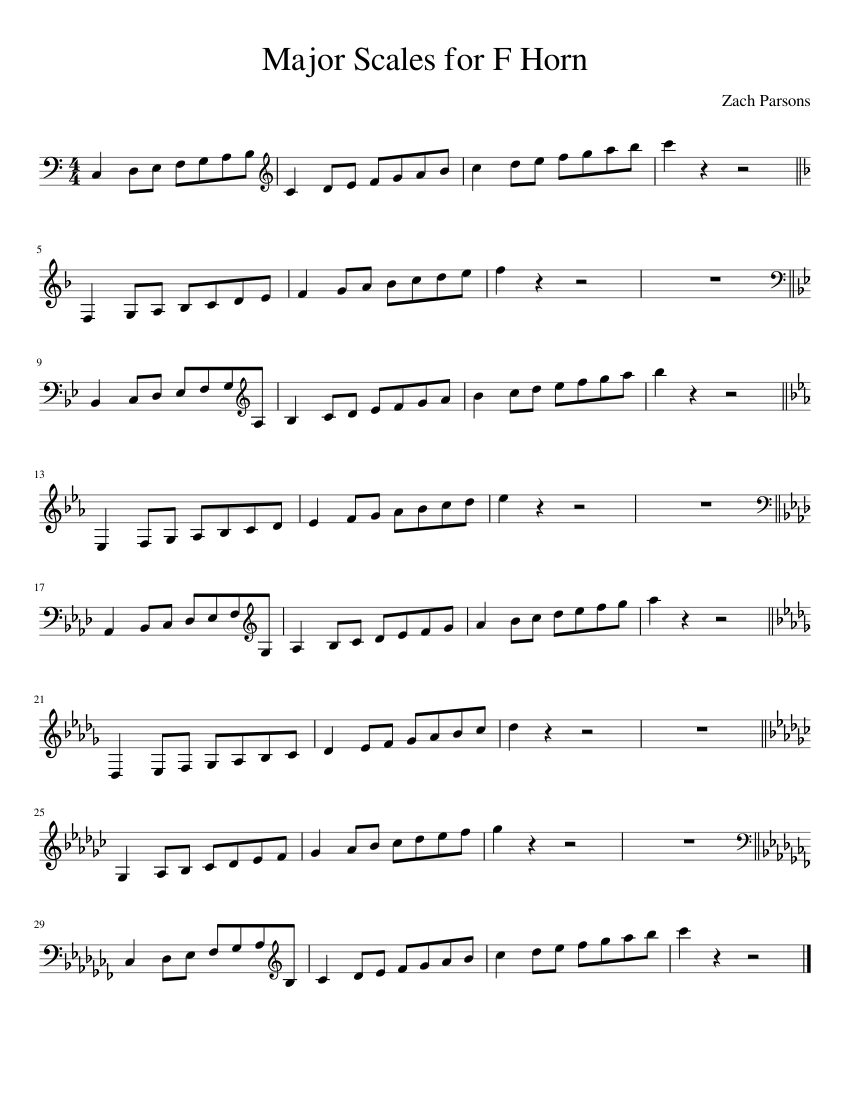 Major Scales for F Horn Sheet music for Piano (Solo) Easy | Musescore.com