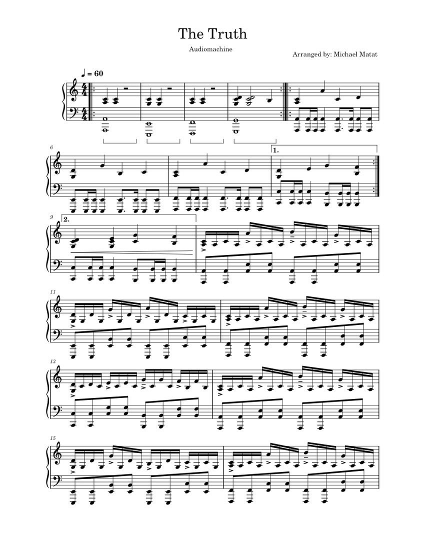The Truth – Audiomachine Sheet music for Piano (Solo) | Musescore.com