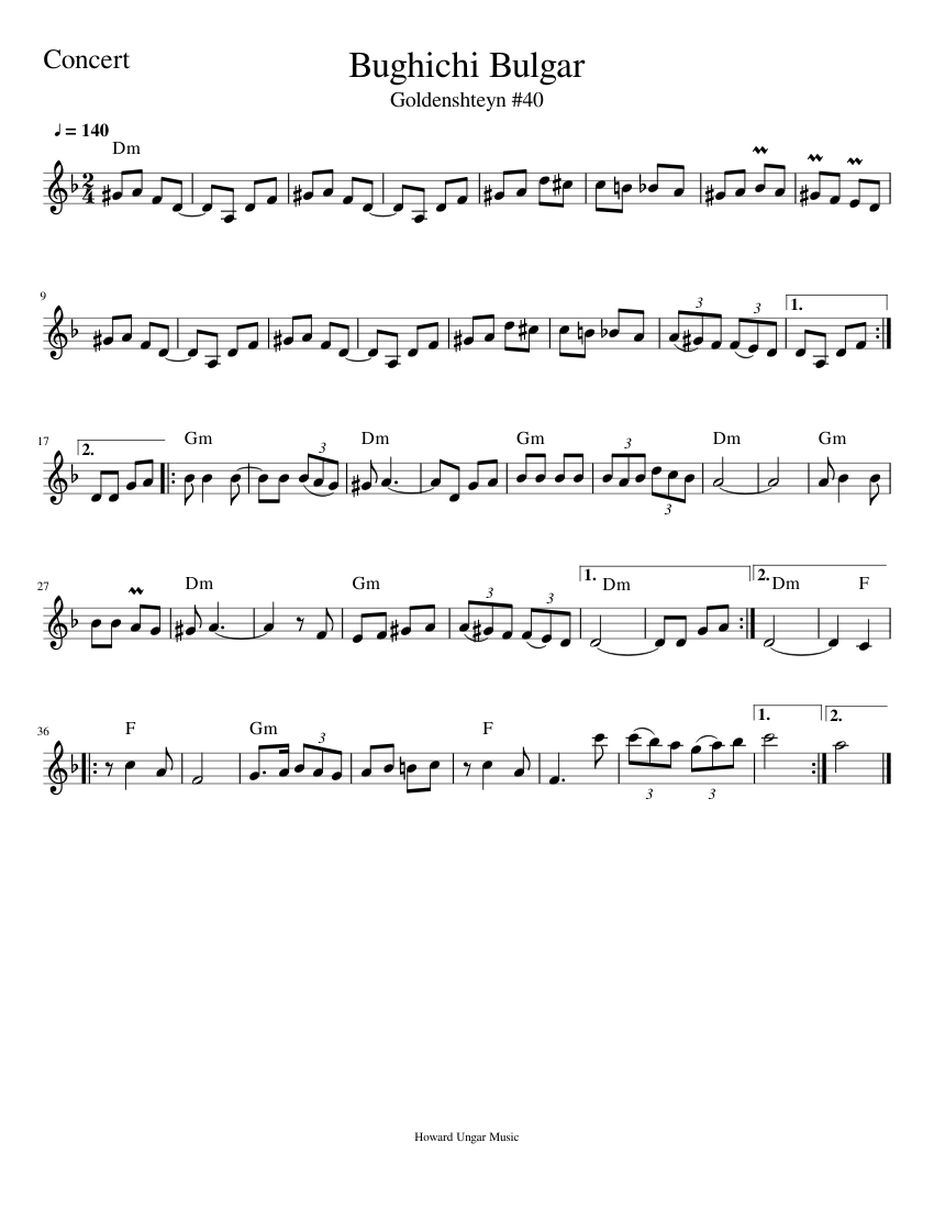 Boogich Bulgar Sheet Music with Chords for Clarinet in b-flat (Solo ...