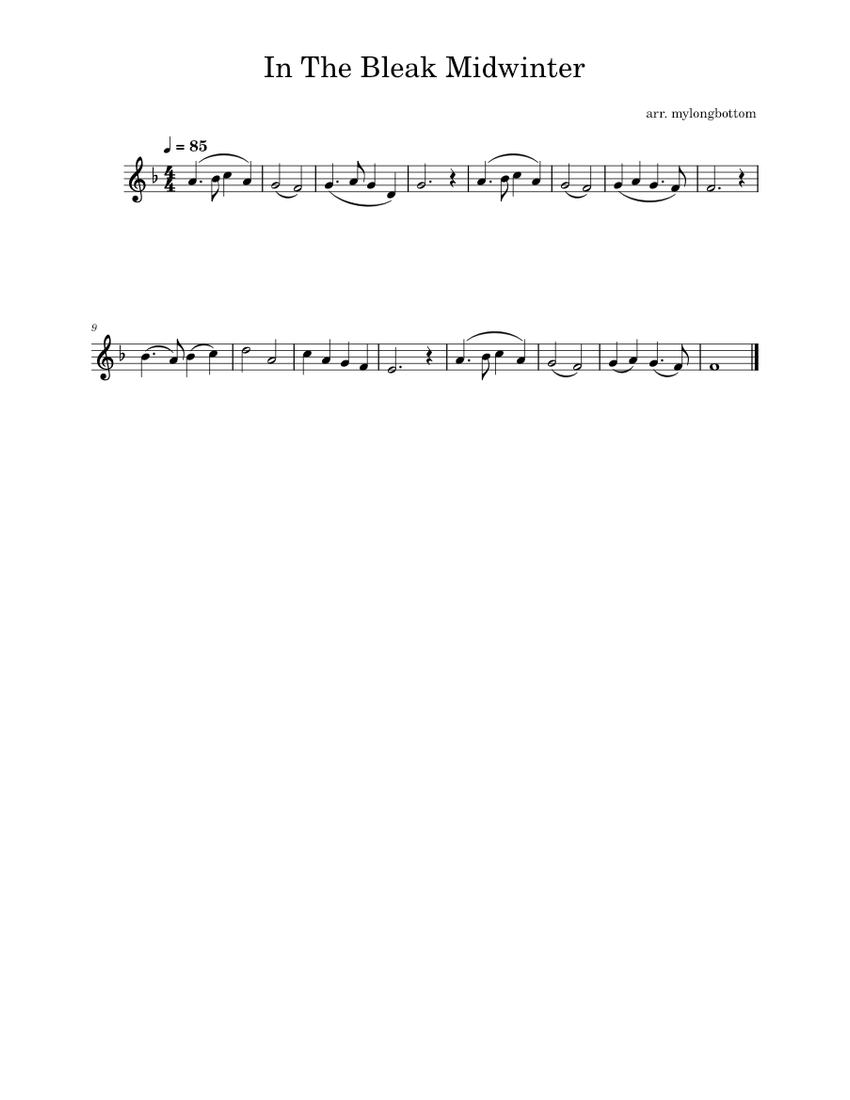 In The Bleak Midwinter – Holst Sheet Music for Violin (Solo ...