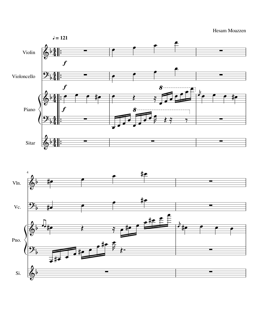 Iranian music Sheet Music for Piano, Violin, Cello, Sitar (Solo ...