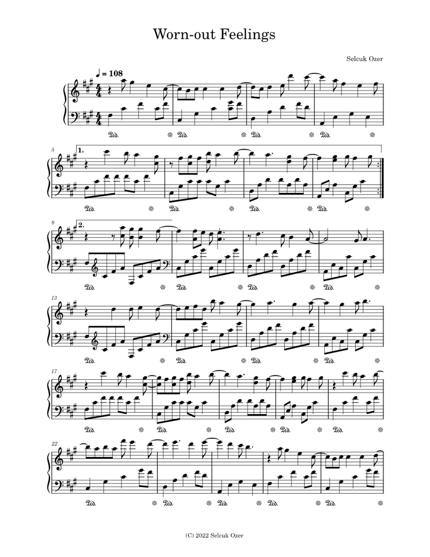 Worn-out Feelings Sheet music for Piano (Solo) | Musescore.com