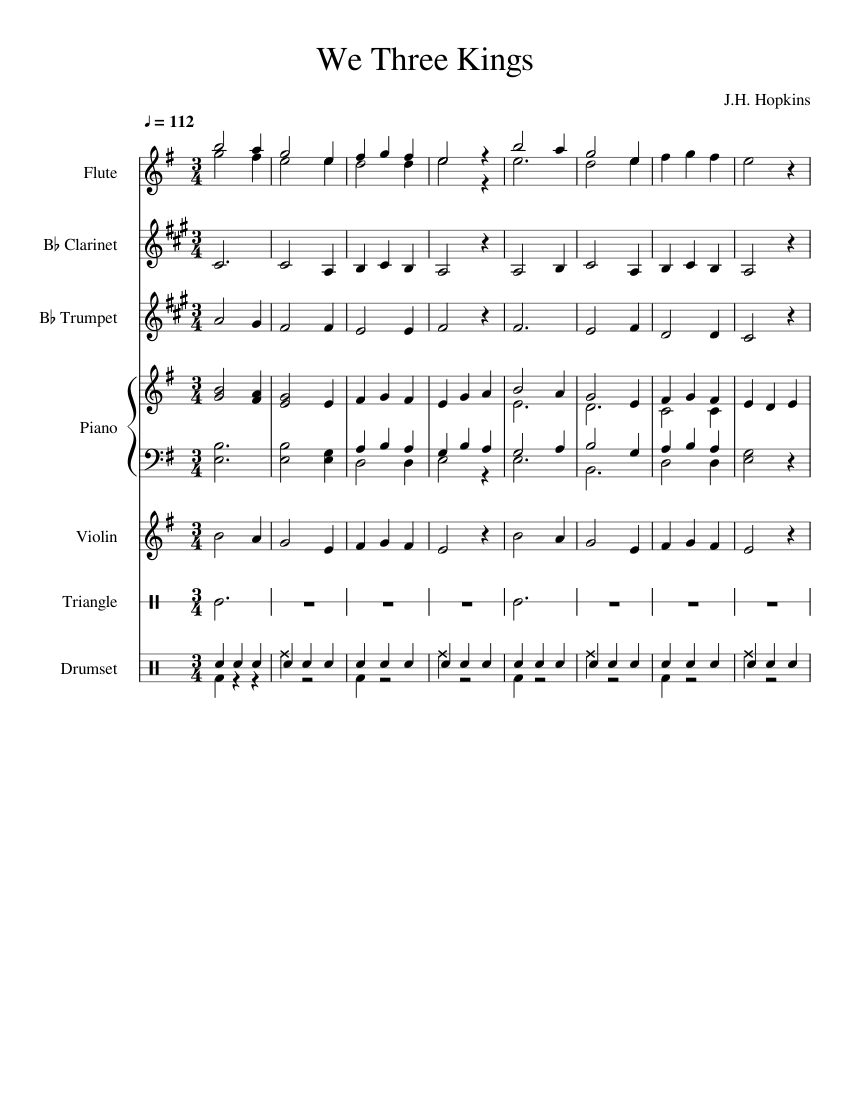 We Three Kings Sheet music for Piano, Flute, Clarinet in b-flat ...