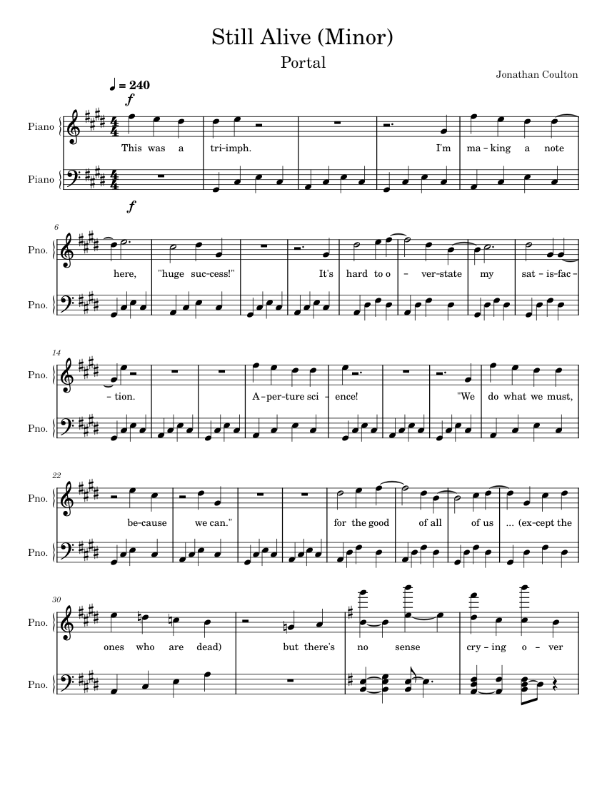 Still Alive (MInor) Sheet music for Piano (Solo) | Musescore.com