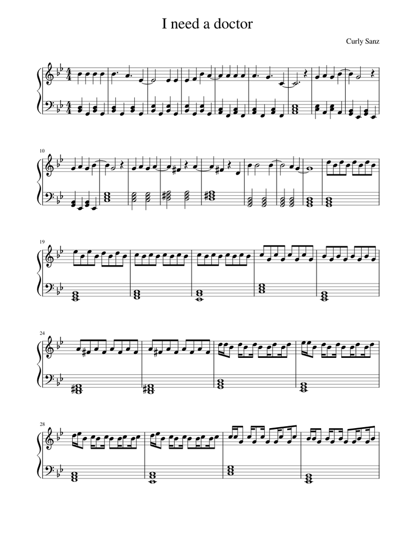 i need a doctor Sheet Music for Piano (Solo) easy | MuseScore.com