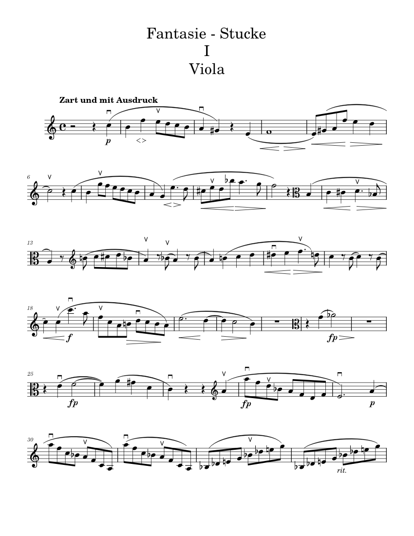 Fantasiestücke, Op.73 – Robert Schumann Sheet Music for Viola (Solo) | MuseScore.com