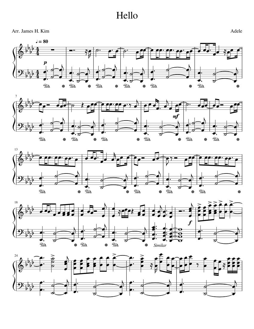 Hello Sheet music for Piano (Solo) | Musescore.com