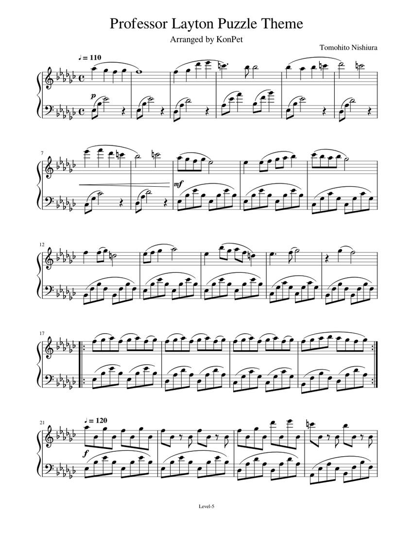Professor Layton Puzzle Theme Sheet music for Piano (Solo) Easy ...