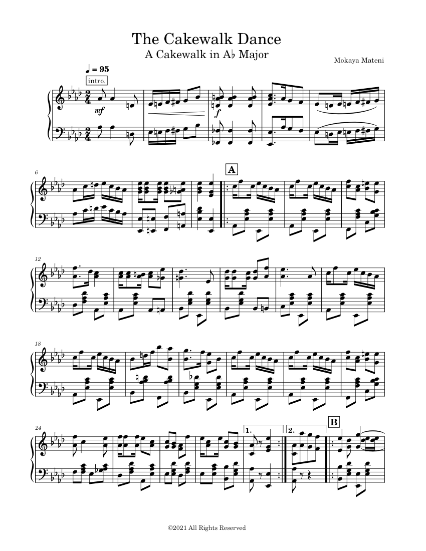 The Cakewalk Dance - Mokaya Mateni Sheet music for Piano (Solo ...