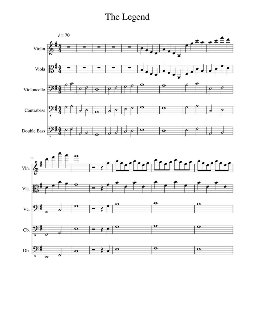 The Legend Sheet music for Contrabass, Violin, Viola, Cello (Mixed ...