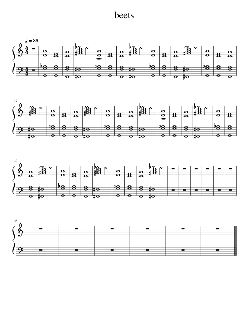 beets Sheet music for Piano (Solo) Easy | Musescore.com